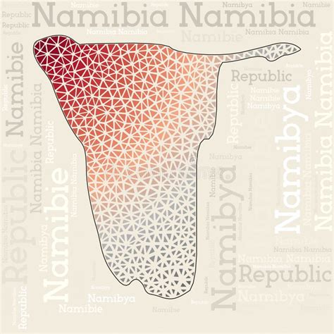 namibia map design country names in different languages and map shape