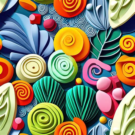 Seamless Craft Clay Patterns With Intricate Details And Shades Stock