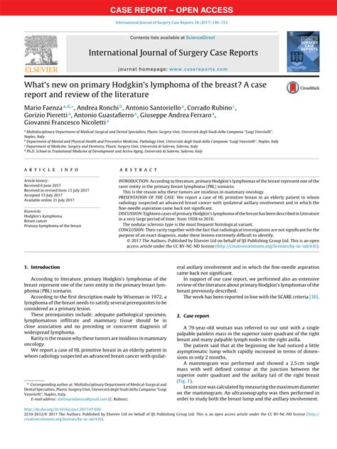 Pdf Whats New On Primary Hodgkins Lymphoma Of The Breast A Case