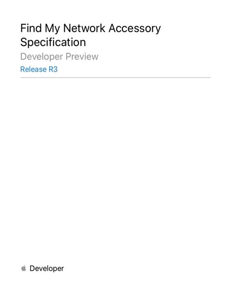Find My Network Accessory Specification Developer Preview R3 Pdf Bluetooth Computer Network