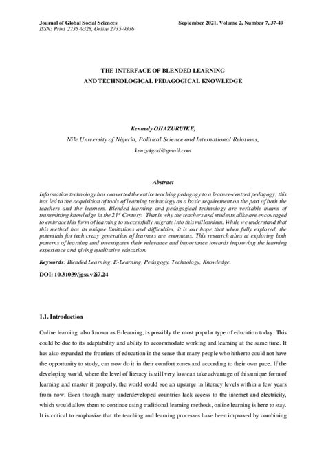 pdf blended learning and technological pedagogical knowledge