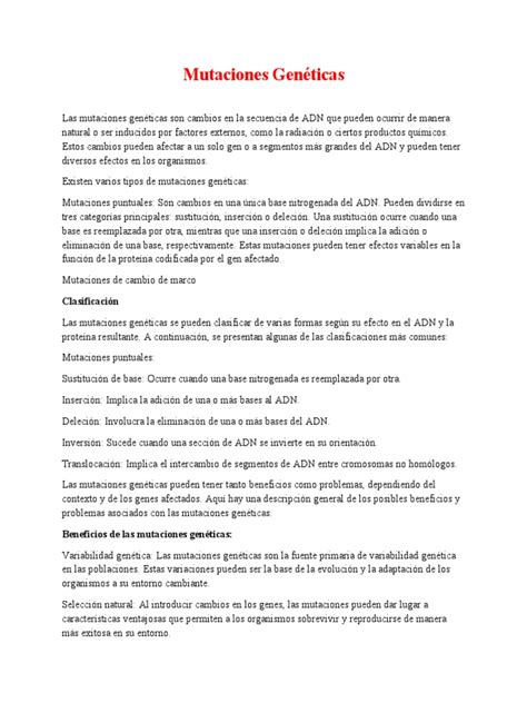 Mutaciones Genéticas Pdf