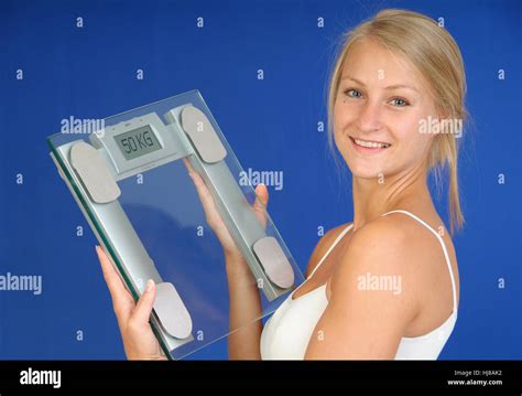 Woman With Scale Stock Photo Alamy