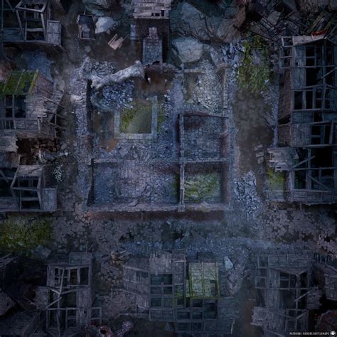 City Ruins Animated Battlemap 50x50 100px Per Square Gridless