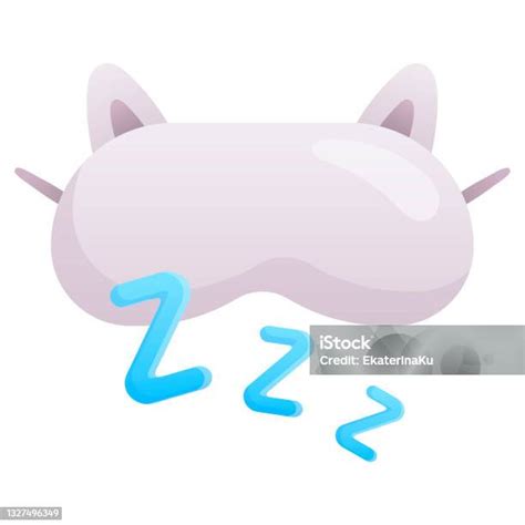 고양이 귀와 넥타이와 문자 Zzz 귀여운 푹신한 수면 아이 마스크 절전 시간 벡터 플랫 아이콘 디자인 요소 재미있는 밤 액세서리