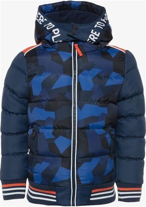Oiboi Jongens Camouflage Winterjas Blauw Maat 92