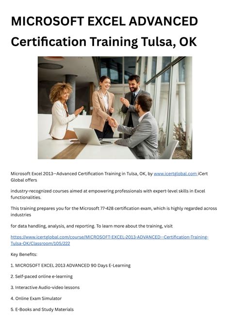Ppt Microsoft Excel Advanced Certification Training Tulsa Ok Powerpoint Presentation Id