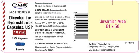 Dicyclomine Capsules Package Insert