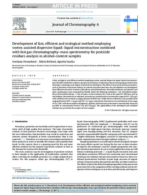 Pdf Development Of Fast Efficient And Ecological Method Employing Vortex Assisted Dispersive