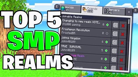 Top 5 Realms Smp For Minecraft Bedrock 121 Realm Codes Youtube