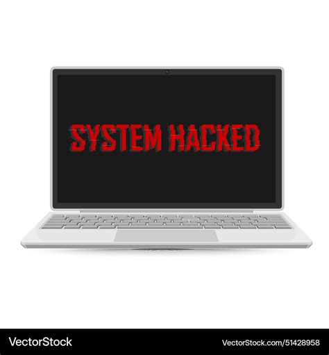 System Error Warning On Laptop System Hacked Vector Image