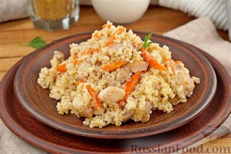 Рецепт: Булгур с курицей и сливками (на сковороде) на RussianFood.com