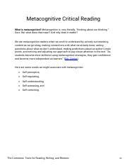 Mastering Metacognition Enhance Your Critical Reading Skills Course Hero