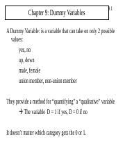 Chapter Regression On Dummy Variables Ppt Chapter Dummy Variables A Dummy Variable