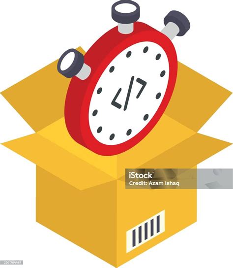 익스프레스 제품 배달 시간 아이소 메트릭 개념 오픈 골판지 스톱 워치 벡터 아이콘 디자인 소프트웨어 및 웹 개발 기호 컴퓨터 프로그래밍 및 코딩 스톡 일러스트 공학에 대한
