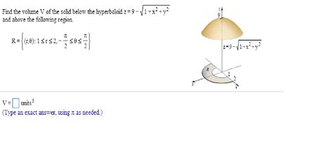 Solved Find The Volume V Of The Solid Below The Hyperboloid
