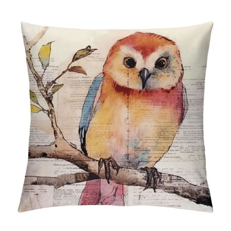 Jeuxus Vintage Animal Throw Pillow Covers Wild Animals Black Owl Square