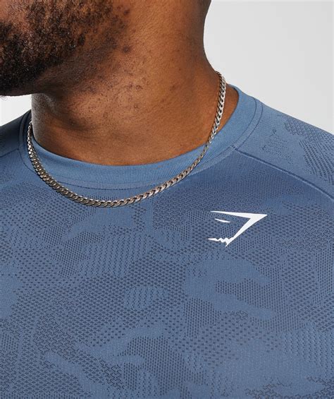 Gymshark Geo Seamless T Shirt Faded Bluetitanium Blue Gymshark