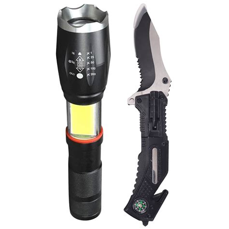 Roadpro Flashlight And Knife 2 Piece Combo