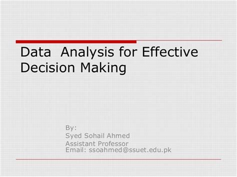 Data Analysis For Effective Decision Making