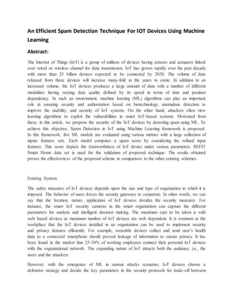 An Effecient Spam Detection Technique For Io T Devices Using Machine Learning Docx