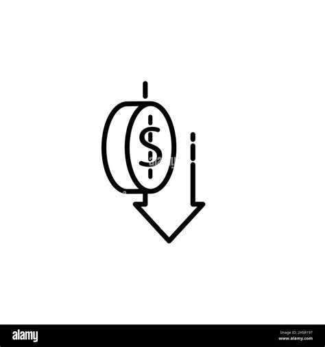 Dollar Falling Coins Stastics Linear Decrease Isolated Symbol Finance