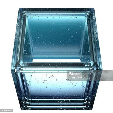 격리 된 기하학적 크리스탈 상자는 물 추상적 인 차가운 분위기 얼음으로 투명합니다 우아하고 현대적인 3d 렌더링 디자인 재료 0명에 대한 스톡 사진 및 기타 이미지 Istock