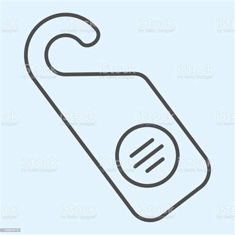 호텔 도어 핸들 태그 가는 선 아이콘 간판을 방해하지 마십시오 Horeca 벡터 디자인 개념 흰색 배경에 윤곽 스타일 그림 웹