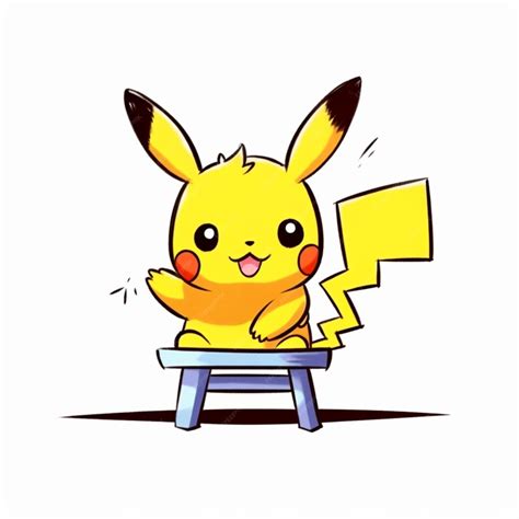 Un Pikachu De Dibujos Animados Sentado En Un Taburete Con Los Brazos
