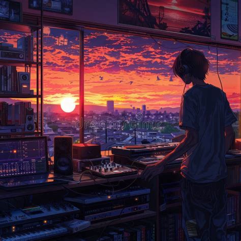 Lo Fi Music Style Album Cover Illustration In Retro Style Stock