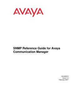 SNMP Reference Guide For Avaya Communication Manager Snmp Reference Guide For Avaya