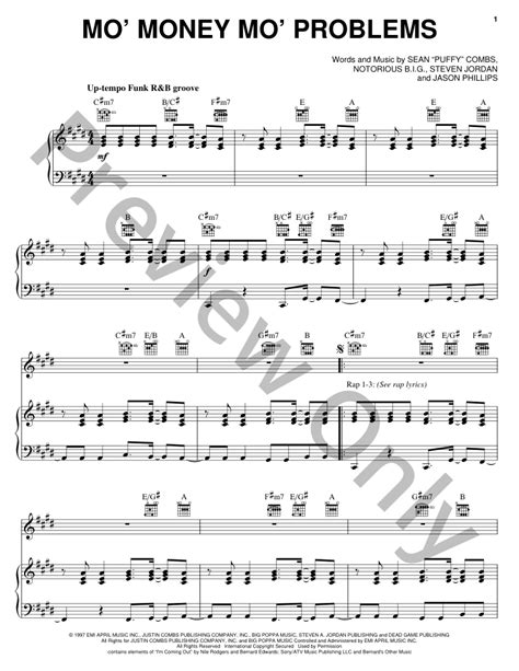 Mo Money Mo Problems Pvg Sheet Music Jw Pepper