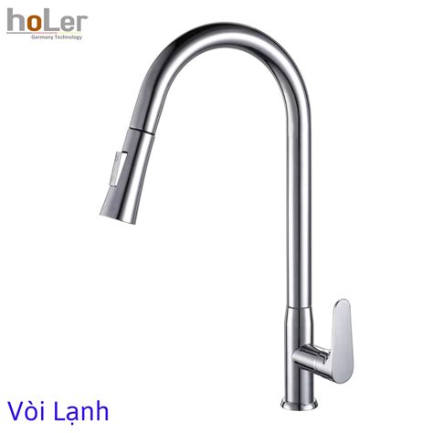 Vòi Rửa Chén Lạnh Rút Dây Đồng Thau Mạ Crome Holer Chl968