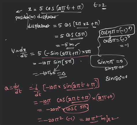 A Body Oscillates With Shm Acording To Equation X 5cos 2 Pi T Pi At Tim
