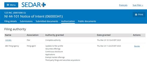 Remove Filing Authority For A Filing Sedar Help Centre