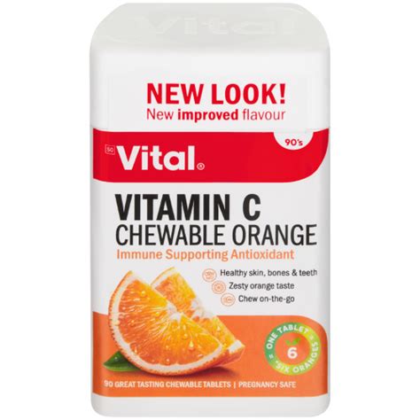 Vital Vitamin C Chewable Antioxidant And Immune Booster Orange 90 Tablets Clicks