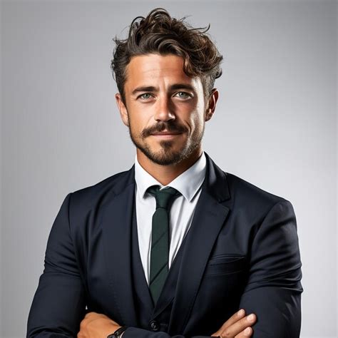 Premium Photo A Man With A Brunette Beard Business Suit Jacket White