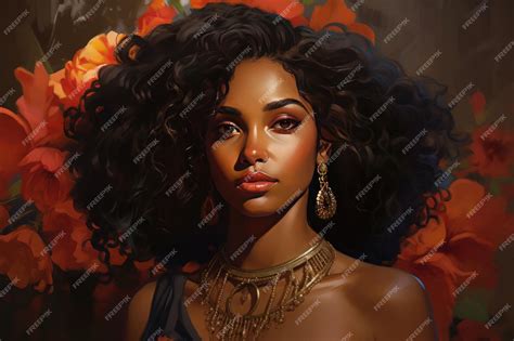 Premium Photo Portrait Of Black Woman In The Style Generative Ai