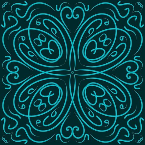 Premium Photo Cyan Doodle Floral Pattern