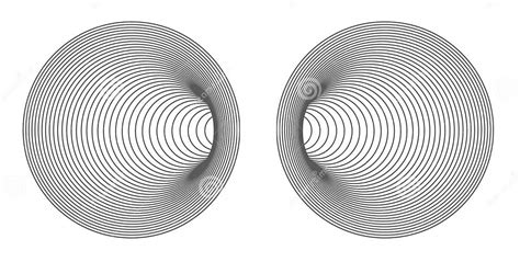 Symmetrical Design Of Two Mirrored Circles With Concentric Black Lines On A White Background