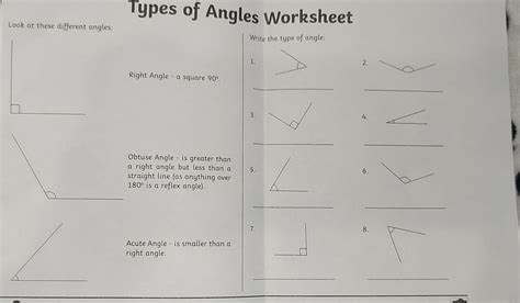 Solved Types Of Angles Worksheet Look At These Different Angles Write