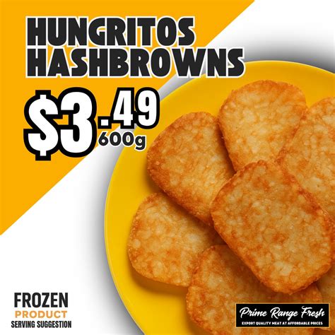 Prime Hungritos Hashbrowns 600g Frozen Product Tasty Golden Hash Browns Are Delicious With