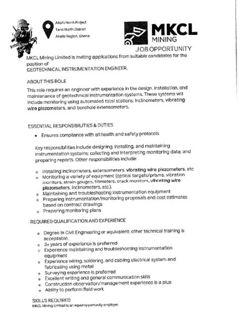 Geotechnical Instrumentation Engineer Pdf