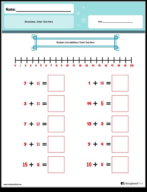 Number Line Addition Color Worksheet Storyboard
