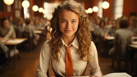 Premium Ai Image Young Well Dressed Girl Writing An Exam Generative Ai