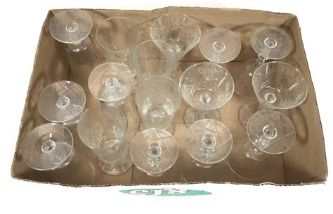 Lot Vintage Etched Libby Glasses