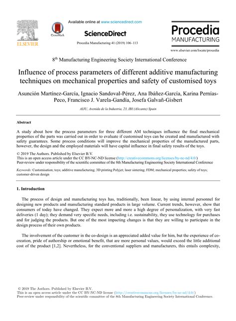 Pdf Influence Of Process Parameters Of Different Additive Manufacturing Techniques On
