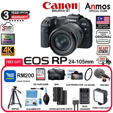 Canon Eos Rp Body Rf 24 105mm F4 71 Lens Vlog Setofficial3 Years