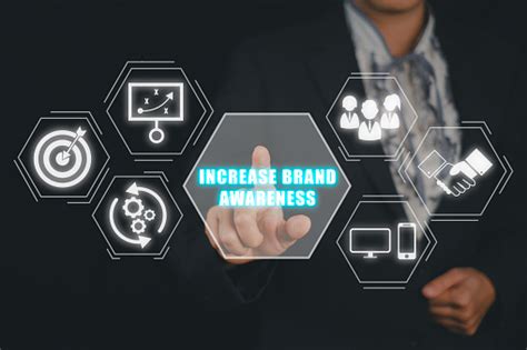 Increase Brand Awareness Concept Businesswoman Hand Touching Increase