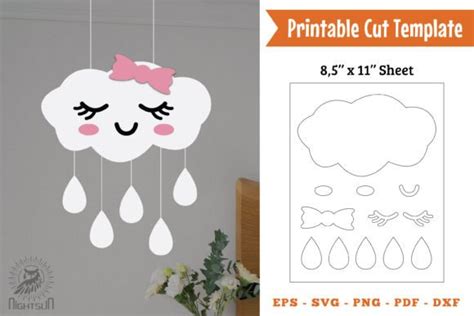 Cute Clouds Printable Cut Template Graphic By Nightsun · Creative Fabrica